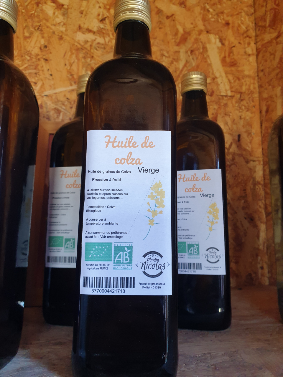 Huile de colza bio - 75 cl - Moulin Nicolas - Locavor.fr