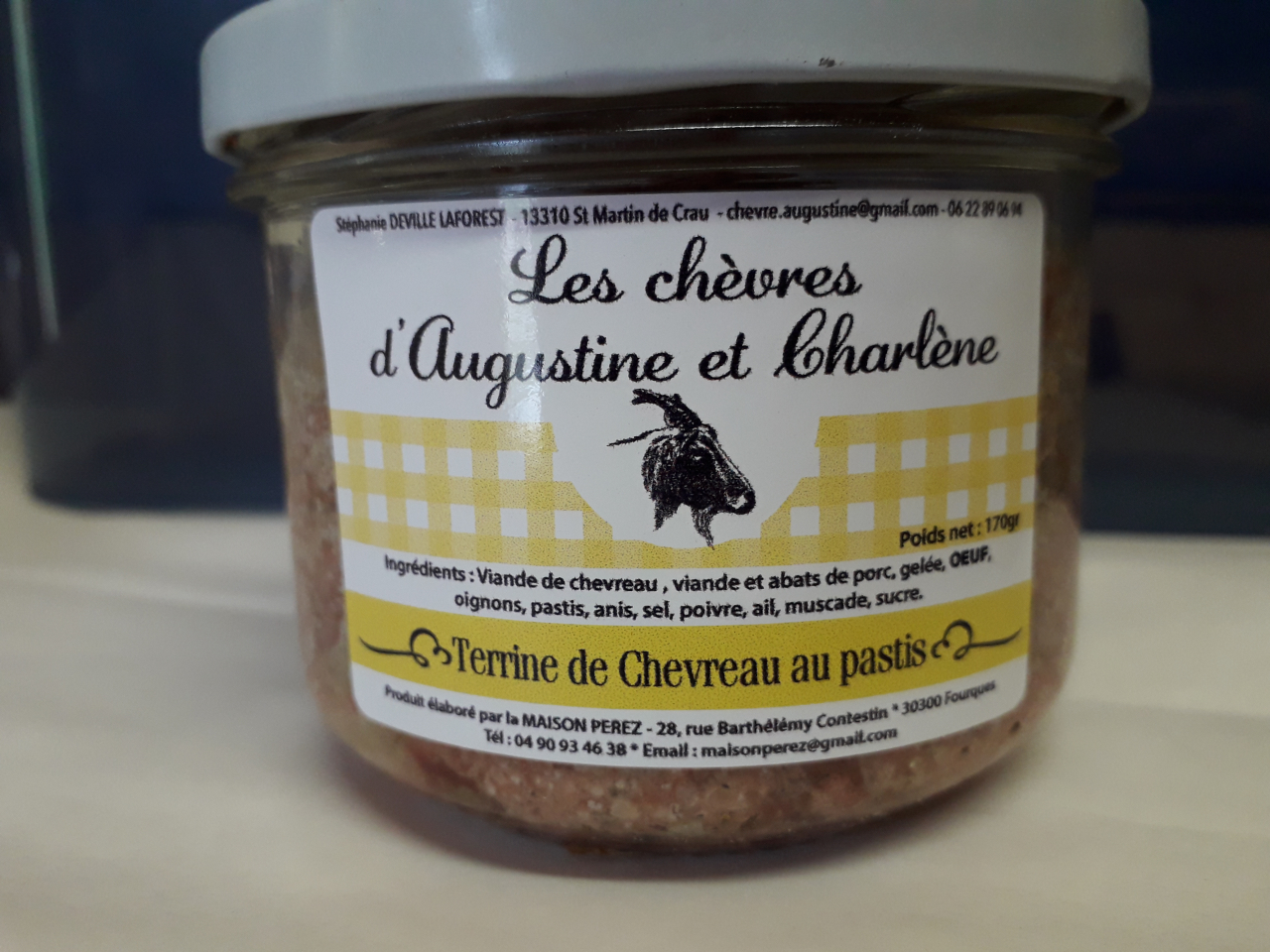 Terinne/pâté de chèvre au pastis - 170 g - Ferme D'augustine Et ...