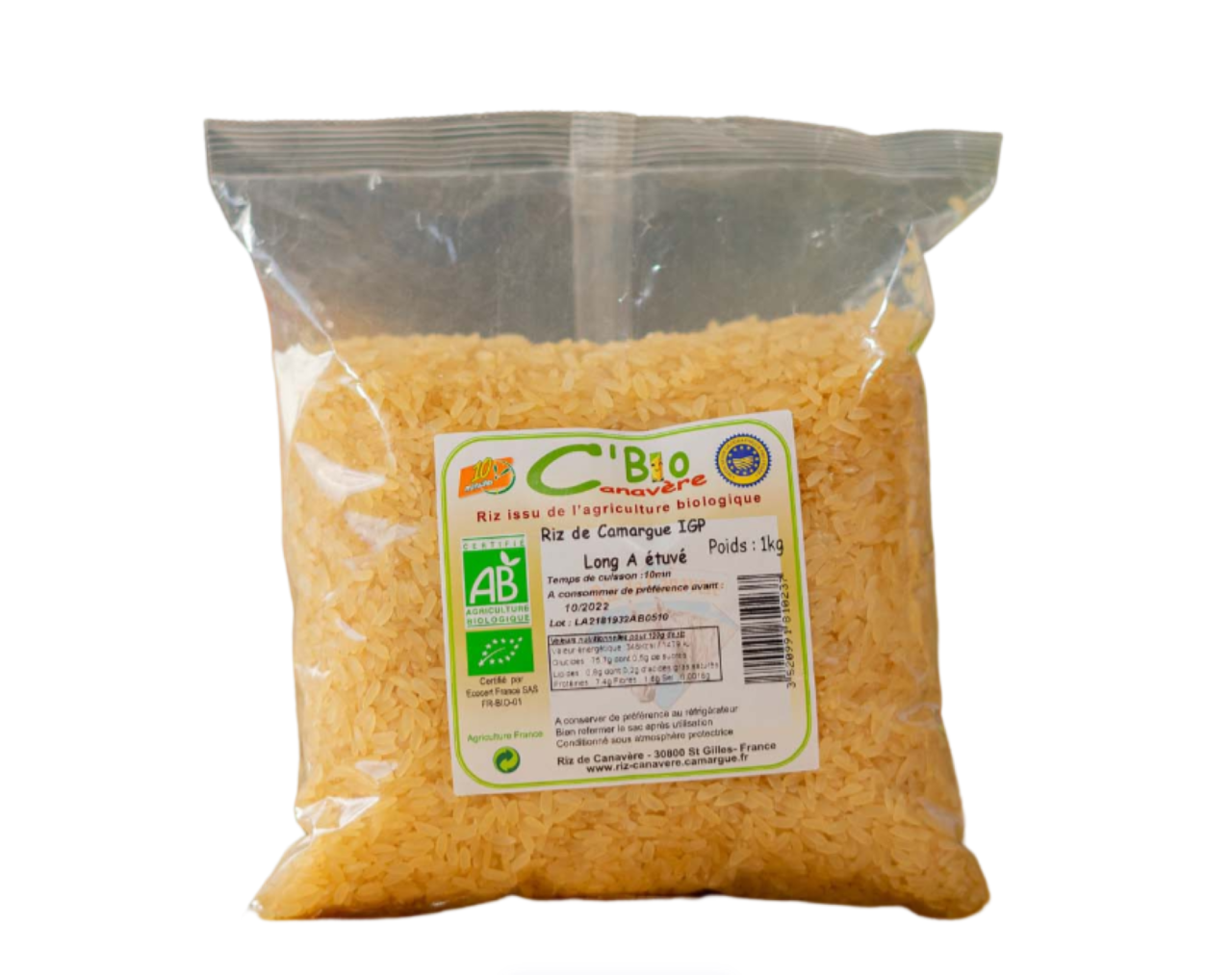 Riz de camargue igp bio long étuvé 1kg - 1 kg - Riz De Camargue Canavere - Locavor.fr