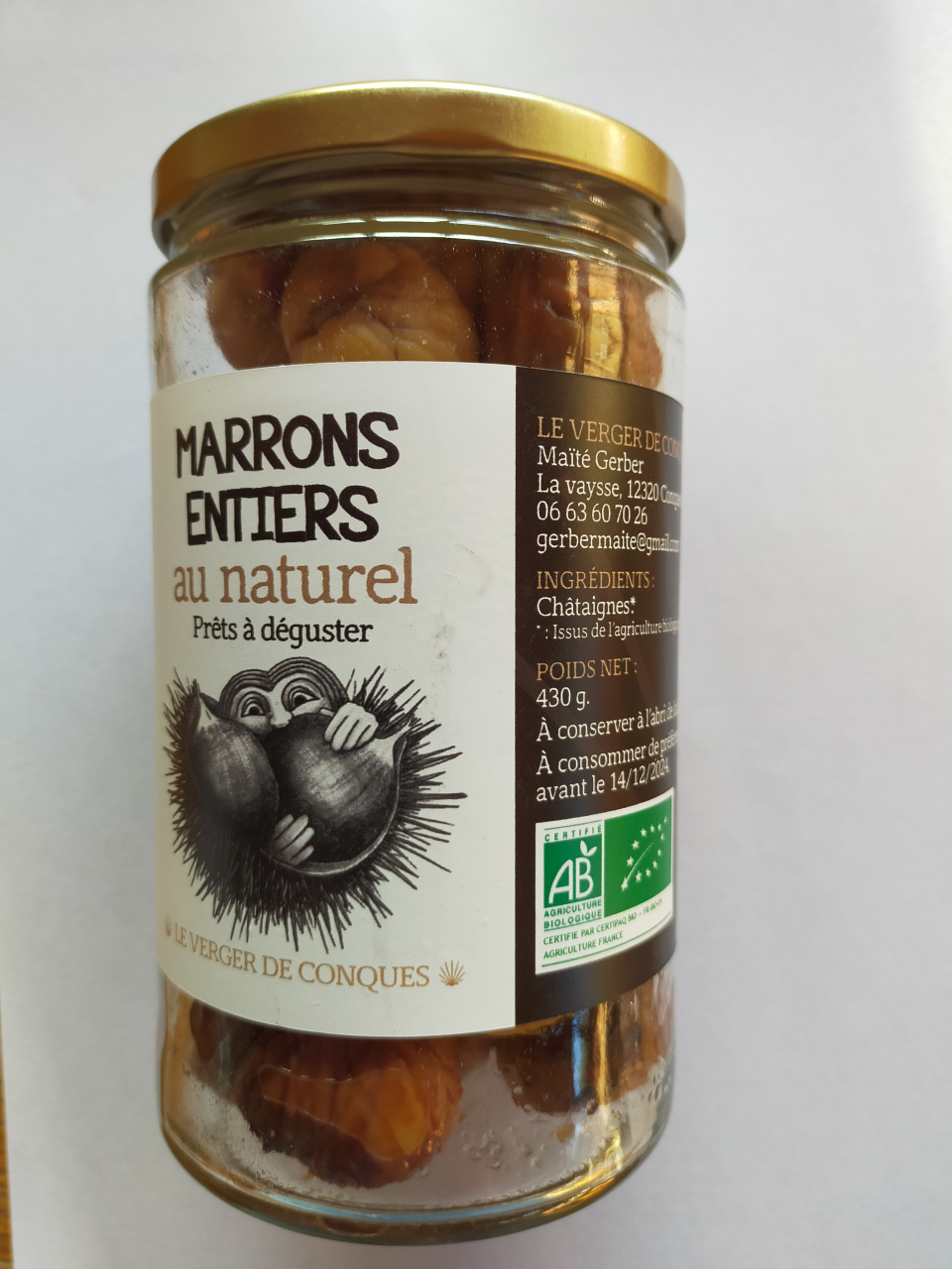 Marrons au naturel - 430 g - Gerber Maïté - Locavor.fr