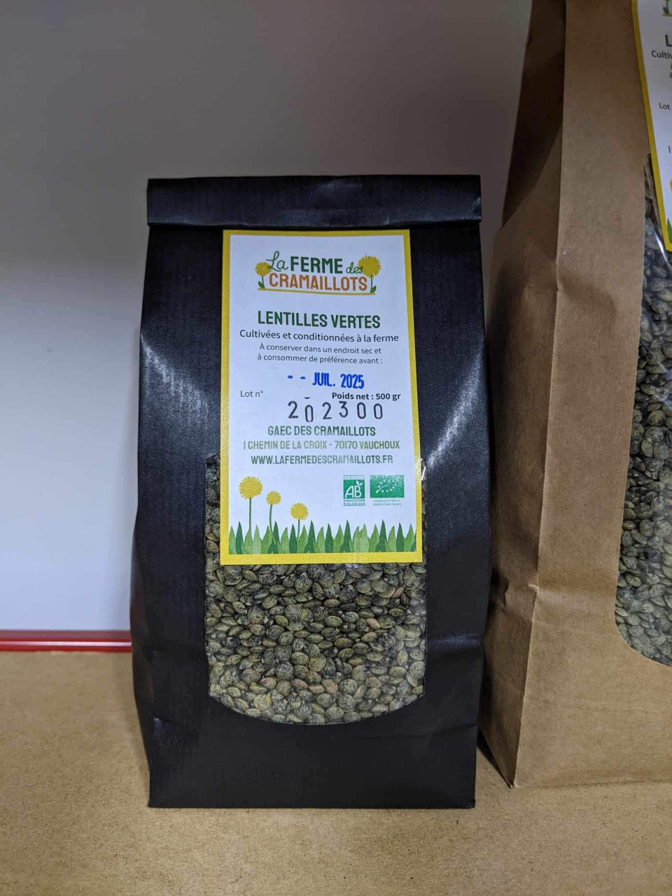 Lentilles vertes bio 500g - 500 g - La Ferme Des Cramaillots - Locavor.fr