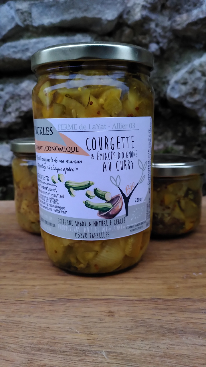 Pickles de courgette aux curry - 720 g - Ferme De Layat - Locavor.fr