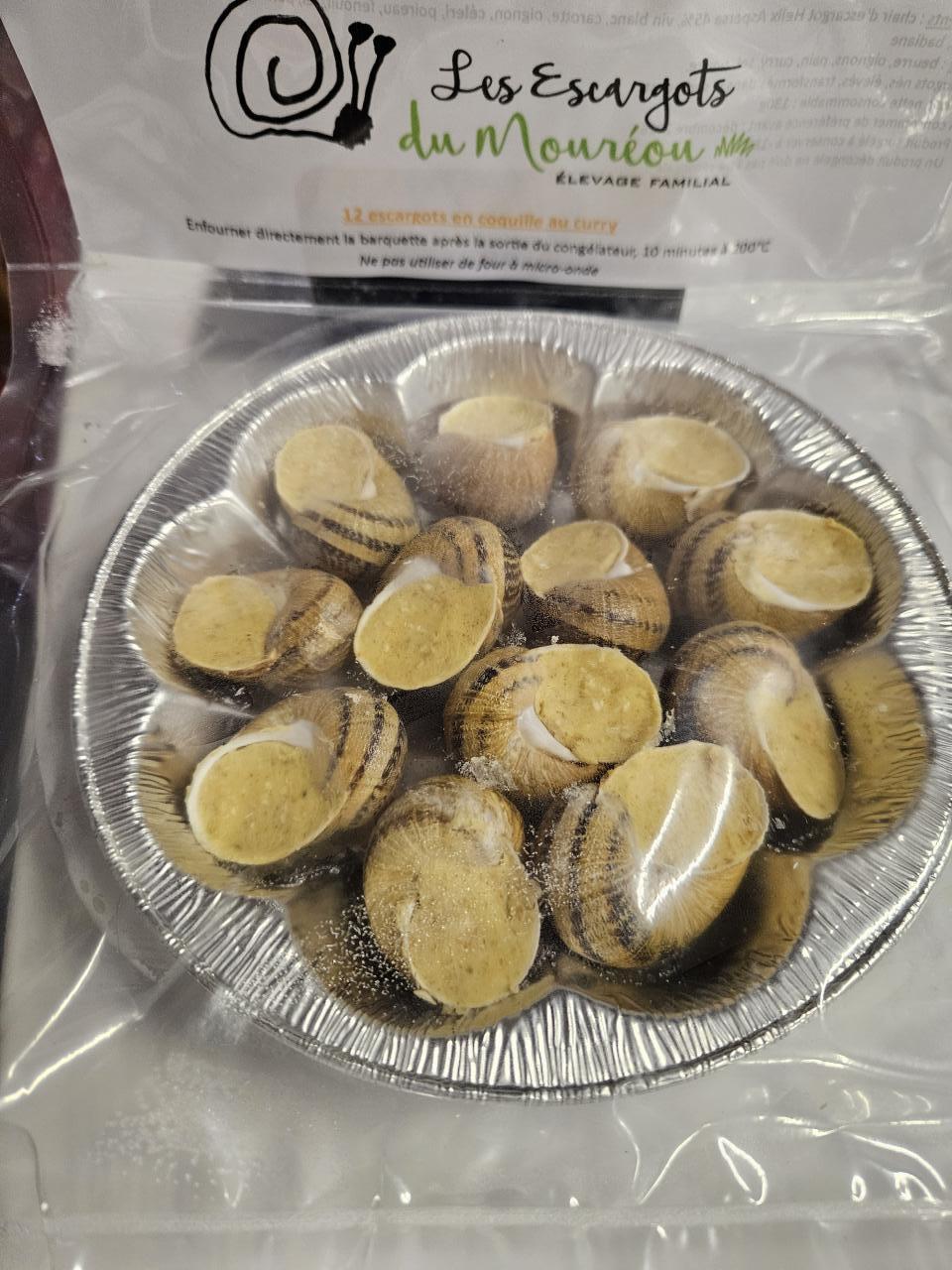 12 escargots en coquille au curry - 130 g - Les Escargots Du Mouréou ...